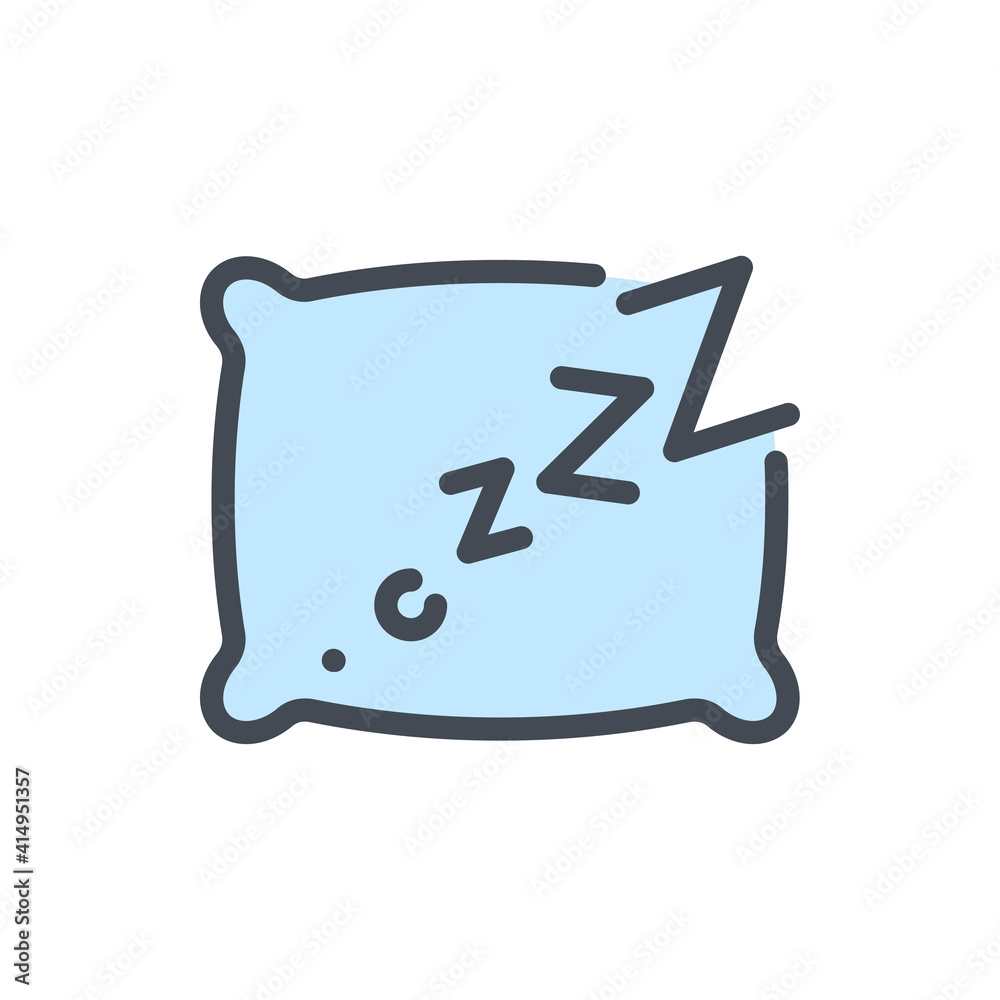 Pillow with Zzz color line icon. Sleep, Sleeping and Nap time vector ...