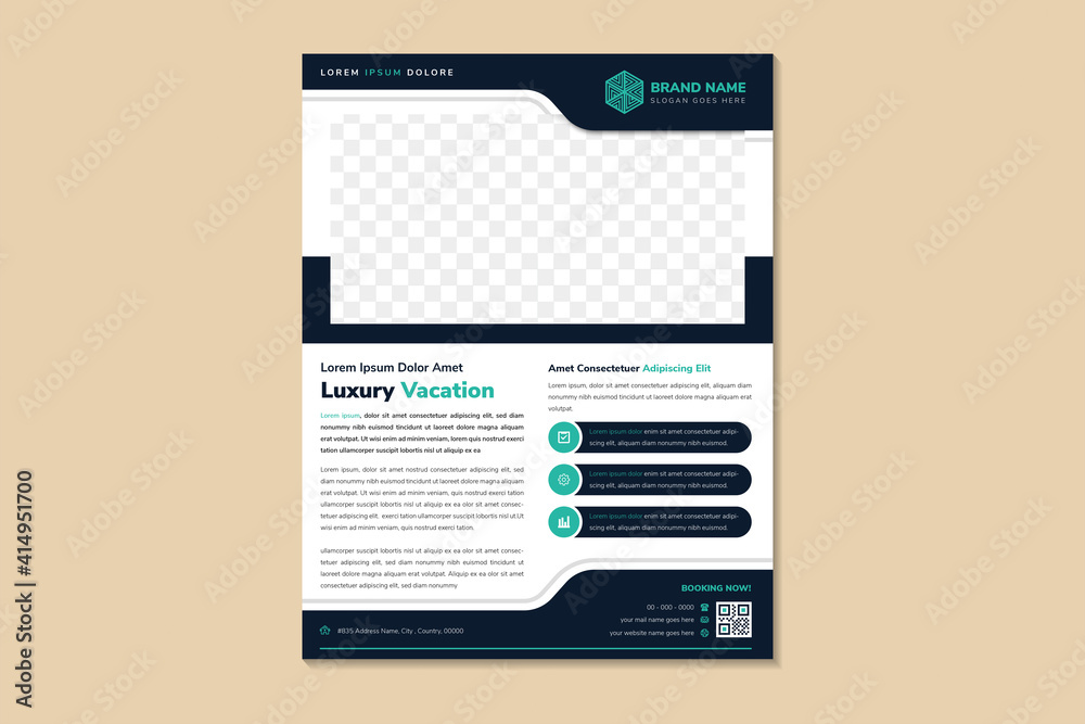 Abstract geometric flyer template design. rectangle shape for space of ...