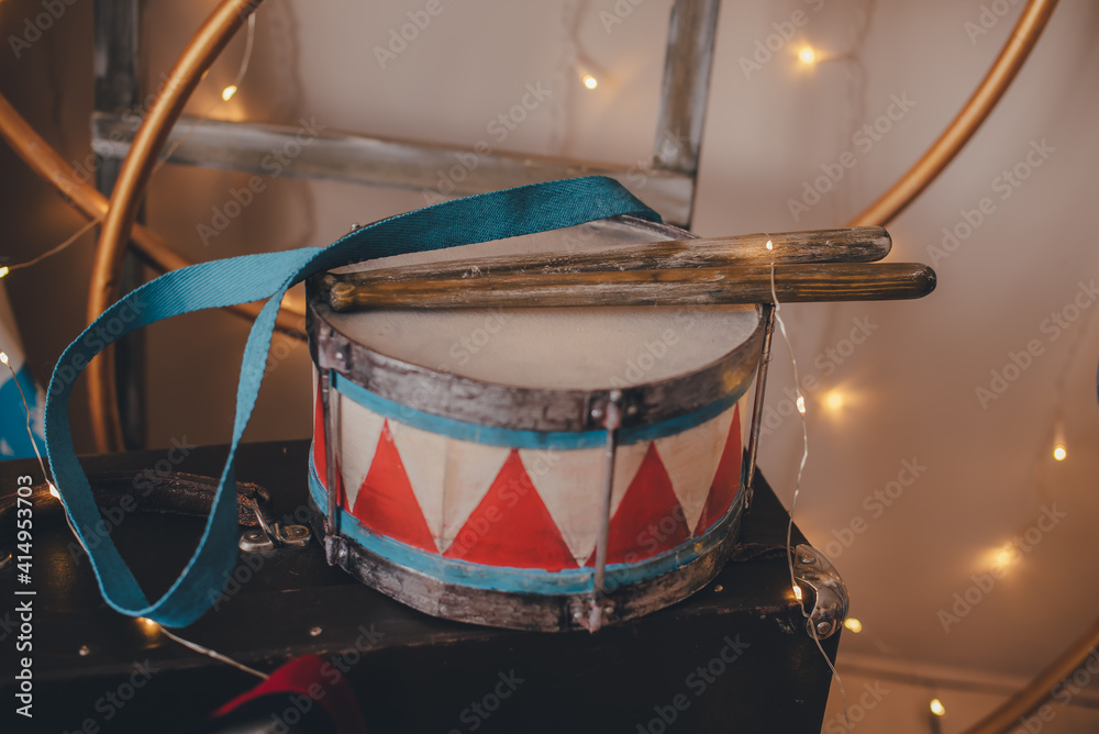 Stylized circus photo zone. Circus drum. Stock Photo | Adobe Stock