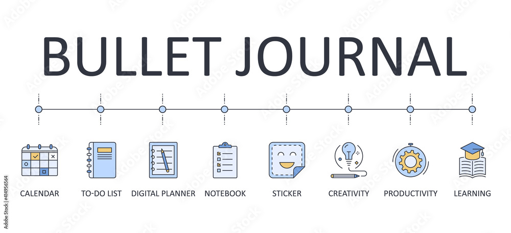 Vector banner infographics bullet journal. Editable stroke icons ...