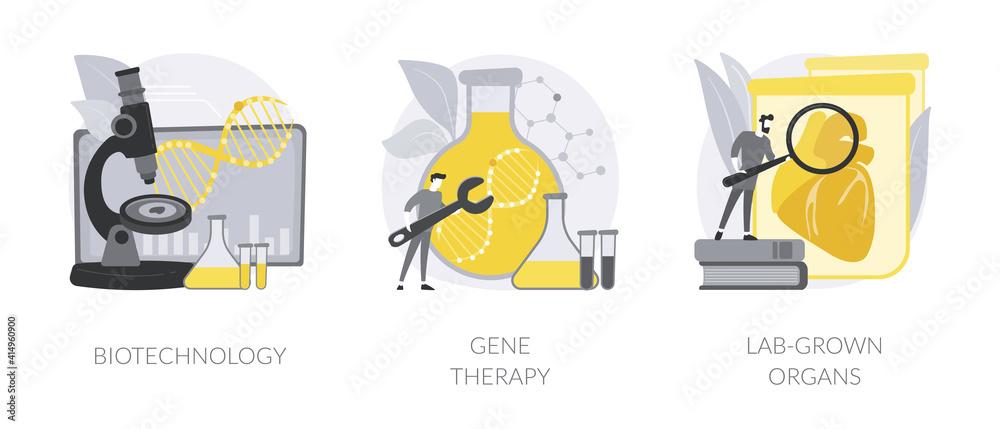 Bioengineering industry abstract concept vector illustration set ...