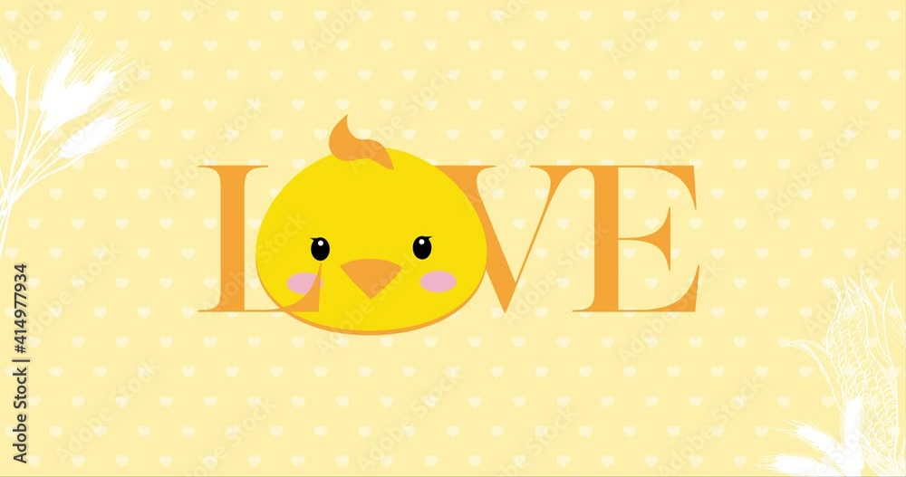 Cute baby chick face with Love typography text. The baby face is like ...