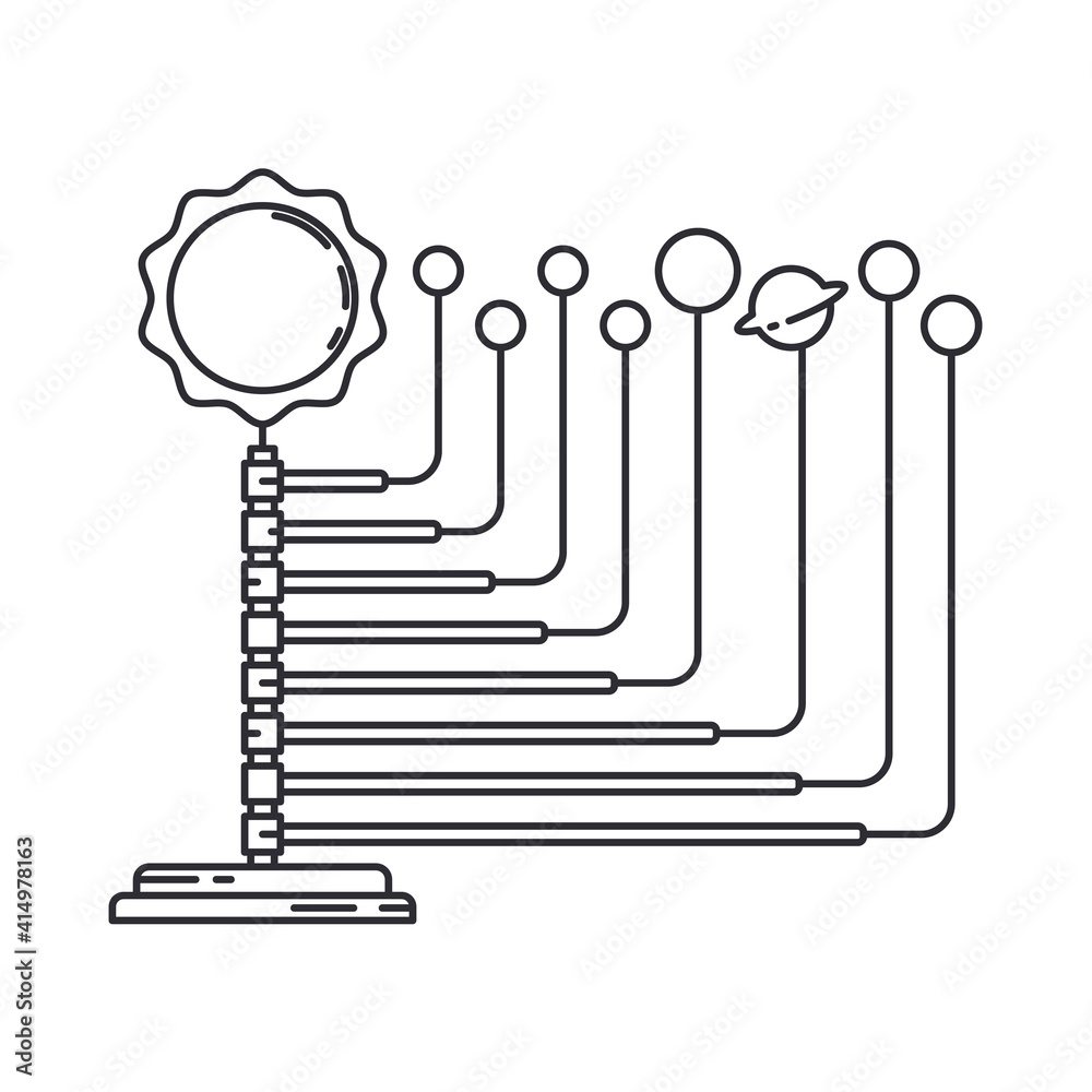 Line space science icon planets orbit layout. Classroom school ...