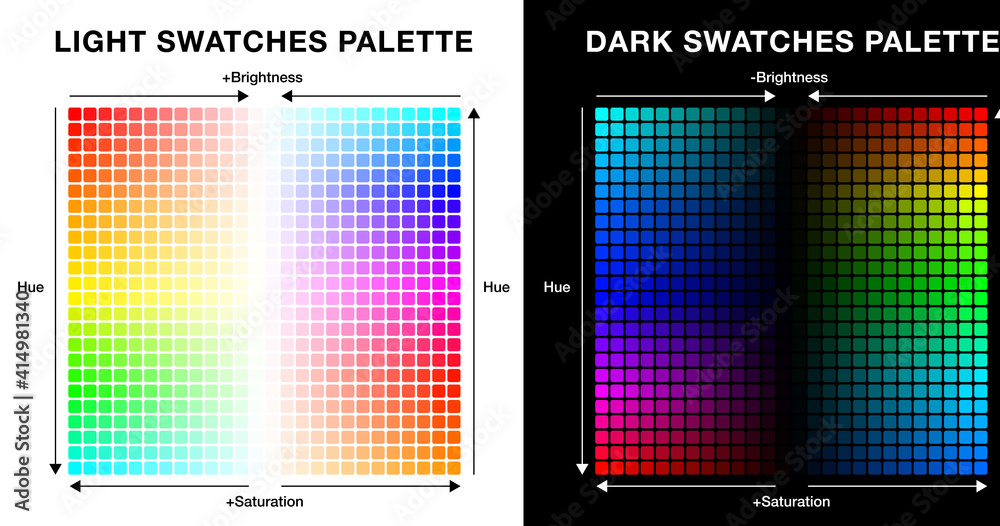 Light and dark color chart palettes with 1374 swatches for your ...