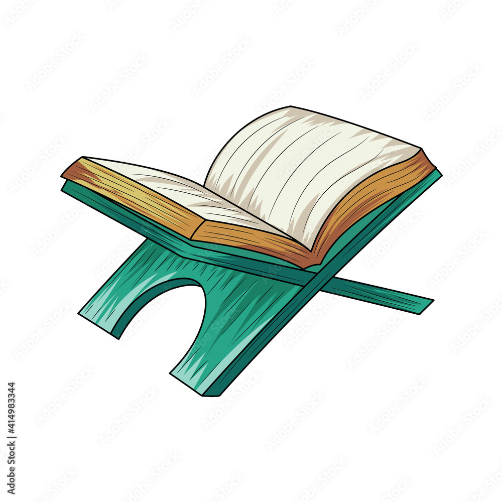 Quran vector illustration. isolated with colored hand drawn style Stock ...