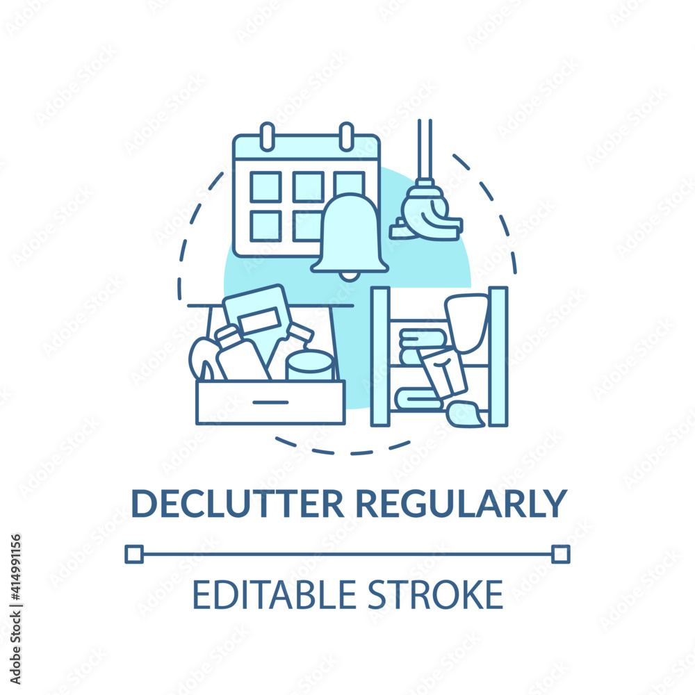 Declutter regularly concept icon. Habits to prevent clutter idea thin ...