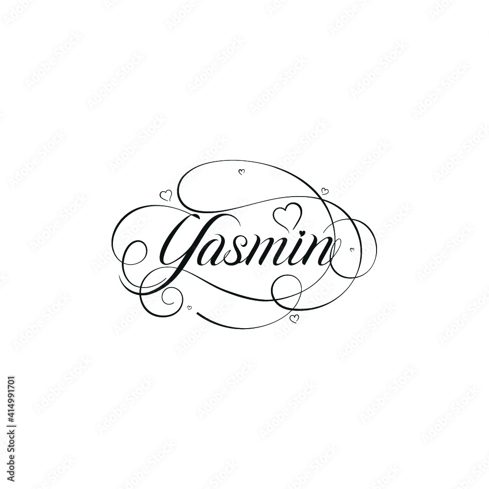 English Calligraphy "Yasmin" Arabic Name, a unique hand drawn vector ...