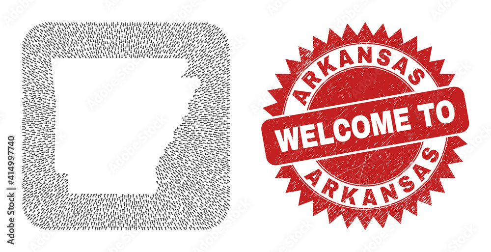 Vetor de Vector collage Arkansas State map of navigation arrows and ...