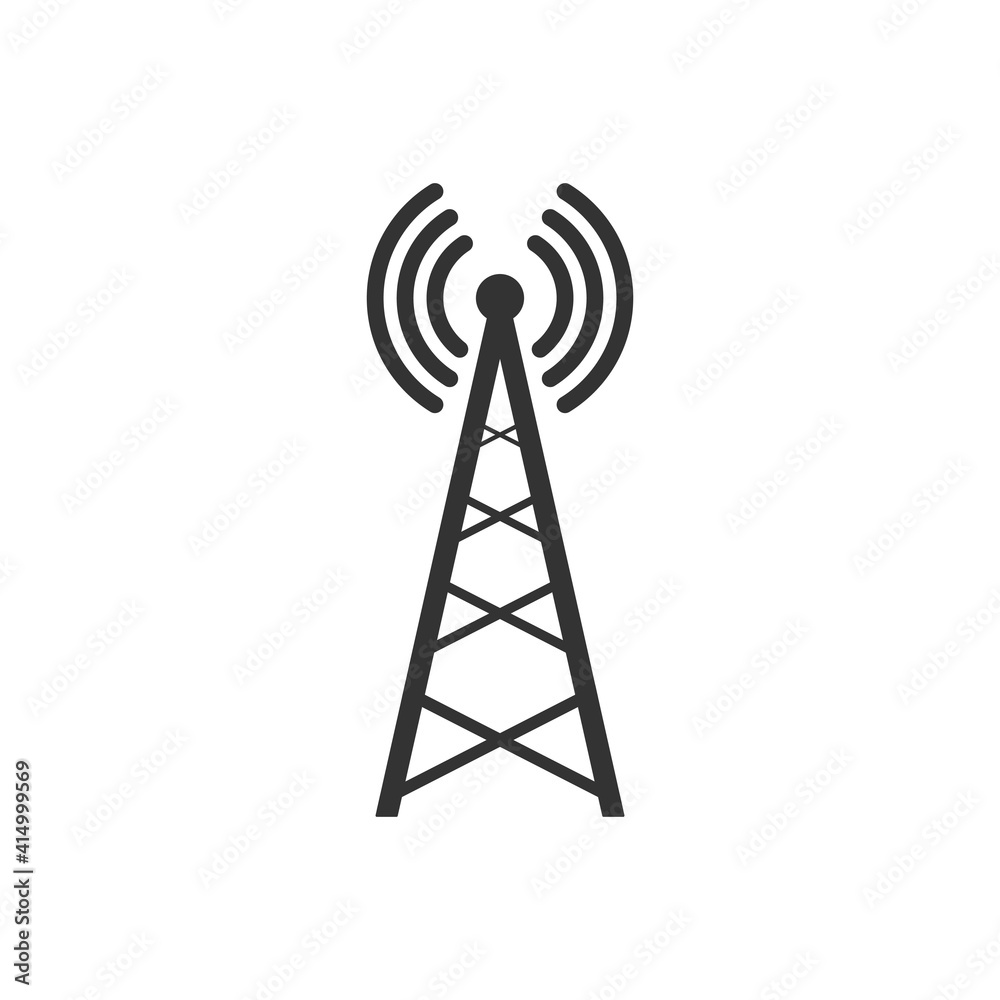 Transmitter antenna icon. Broadcast symbol. Wireless technology ...