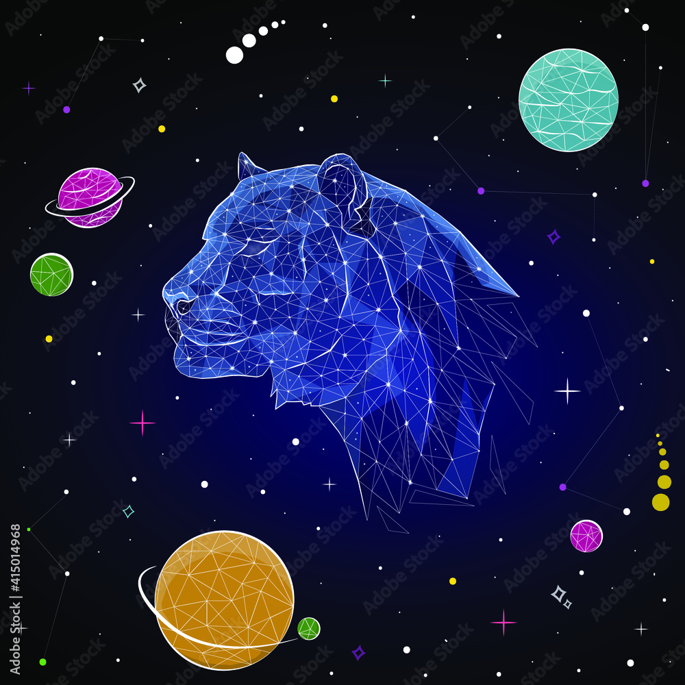 Abstract image the constellation of the tiger, consisting of points ...