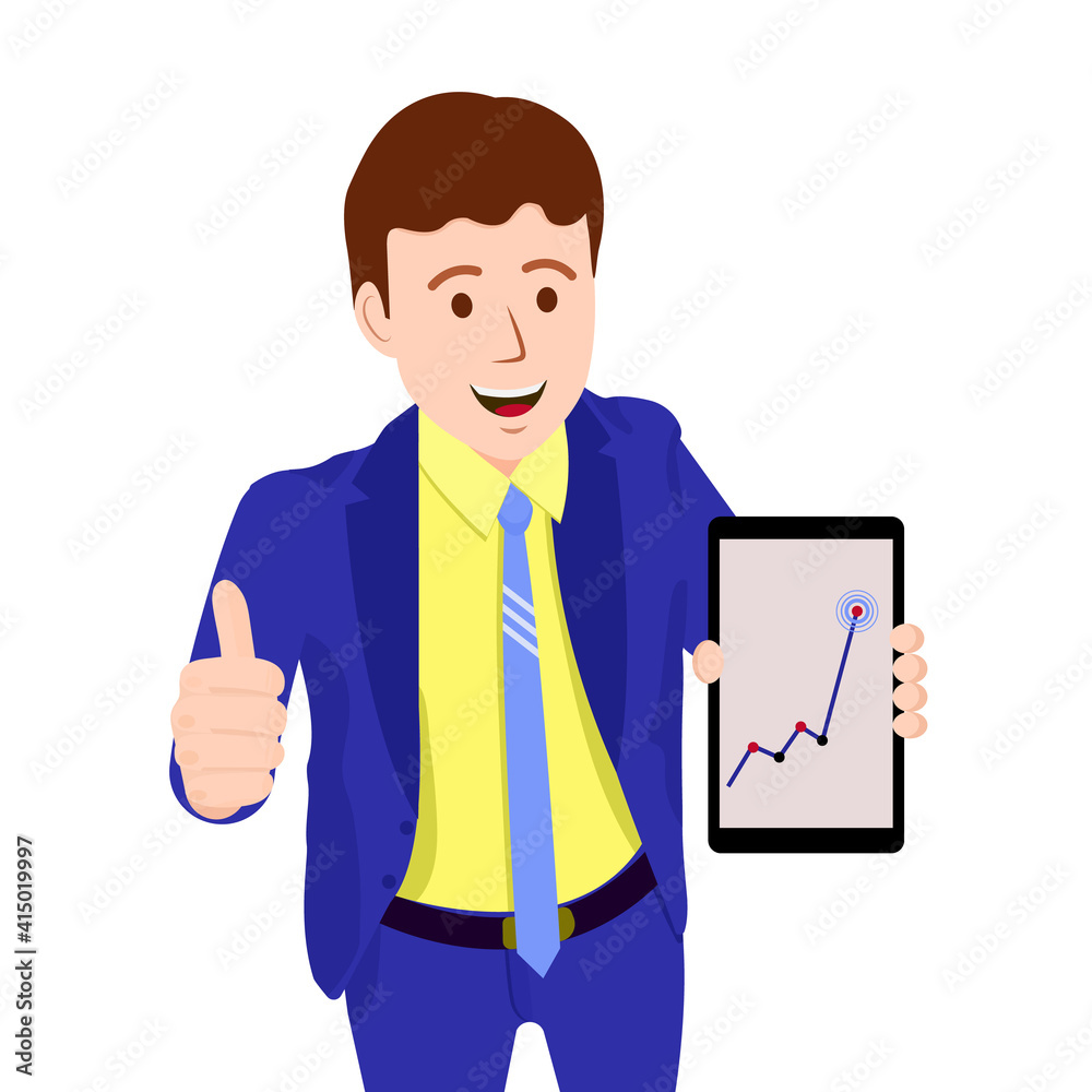 The chart goes up. Vector image of a person for animation. Editable ...