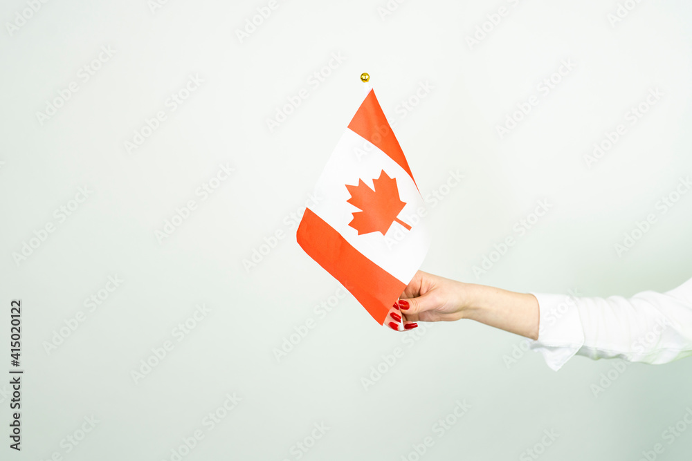 hand holding canadian flag Stock Photo | Adobe Stock