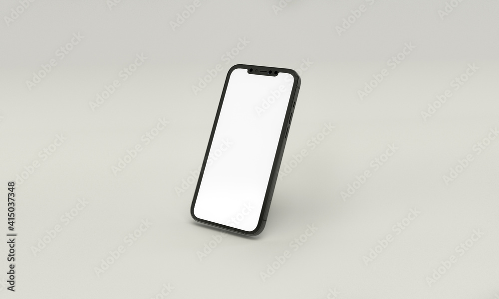 3d render illustration hand holding the white smartphone with full ...