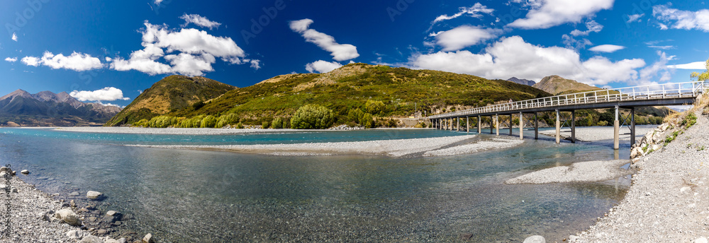 A view of the Waimakariri River at Mt White Bridge in the Arthurs Pass ...