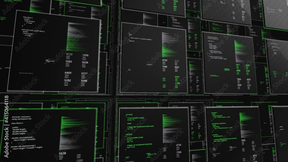 Futuristic hi tech user interface, multi display with digital code and data, motion graphics ...