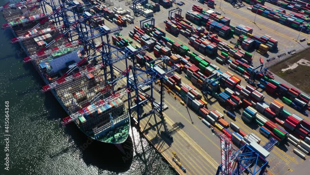 Container ship from sea port working for delivery containers shipment ...