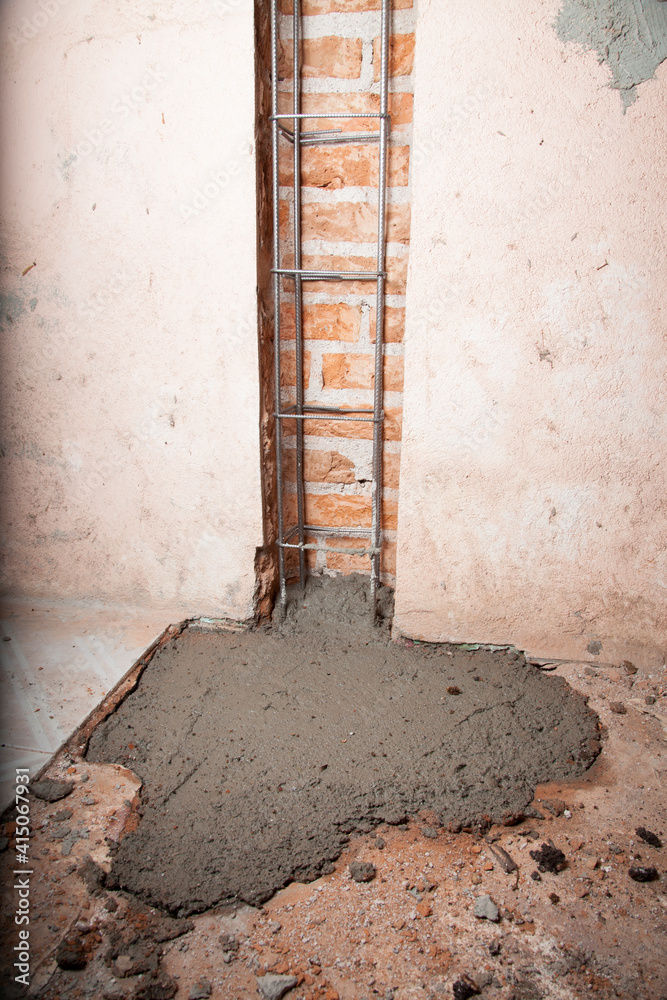 steel rebar structure for reinforcement concrete at construction site ...