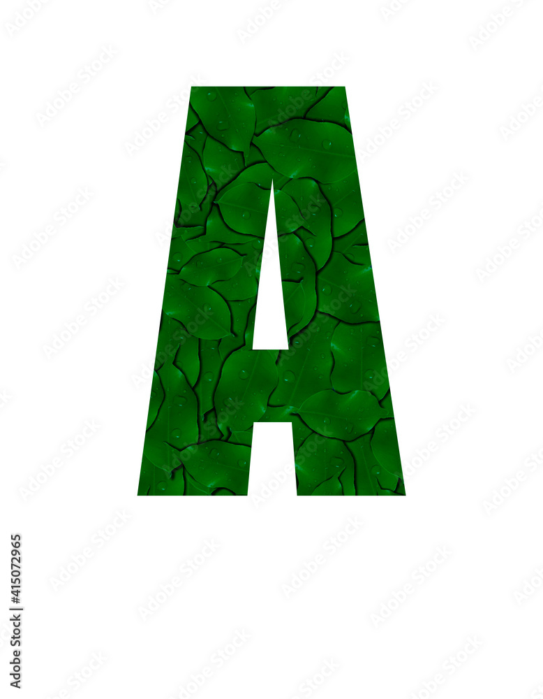 Stockillustratie Letter A of the alphabet with a photograph of green ...