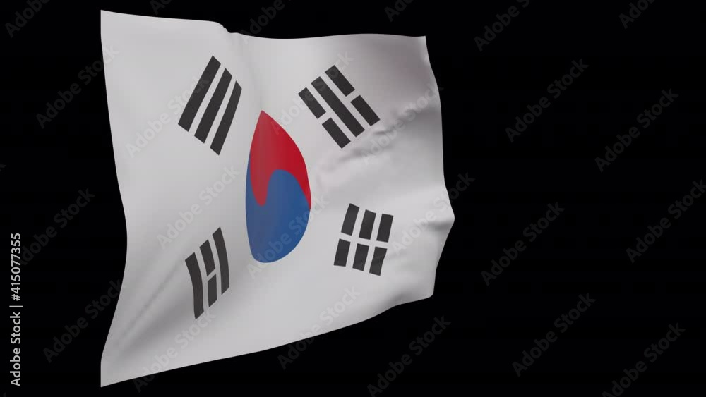 South korea waving flag seamless loop animation. 4k Alpha Channel ...