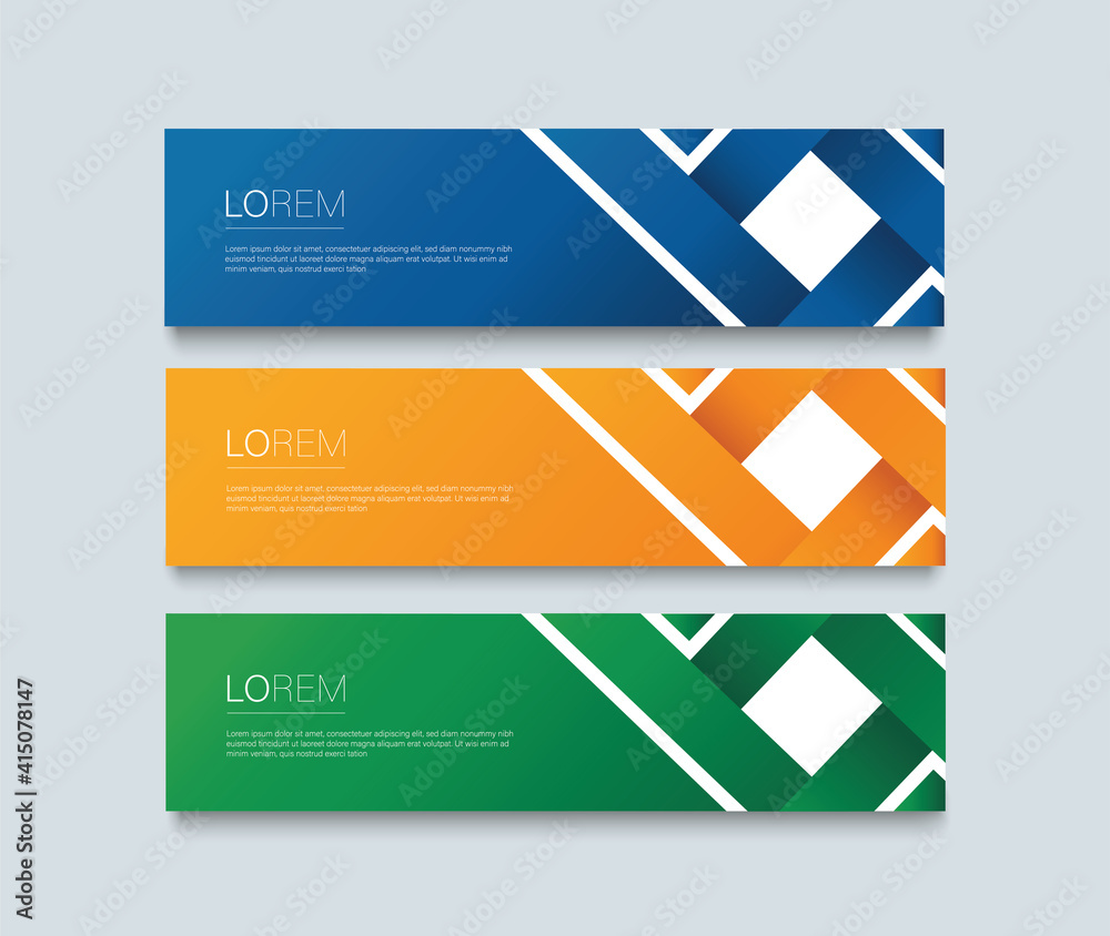 Set of modern colorful banner template. Blue, Orange and Green Banner ...
