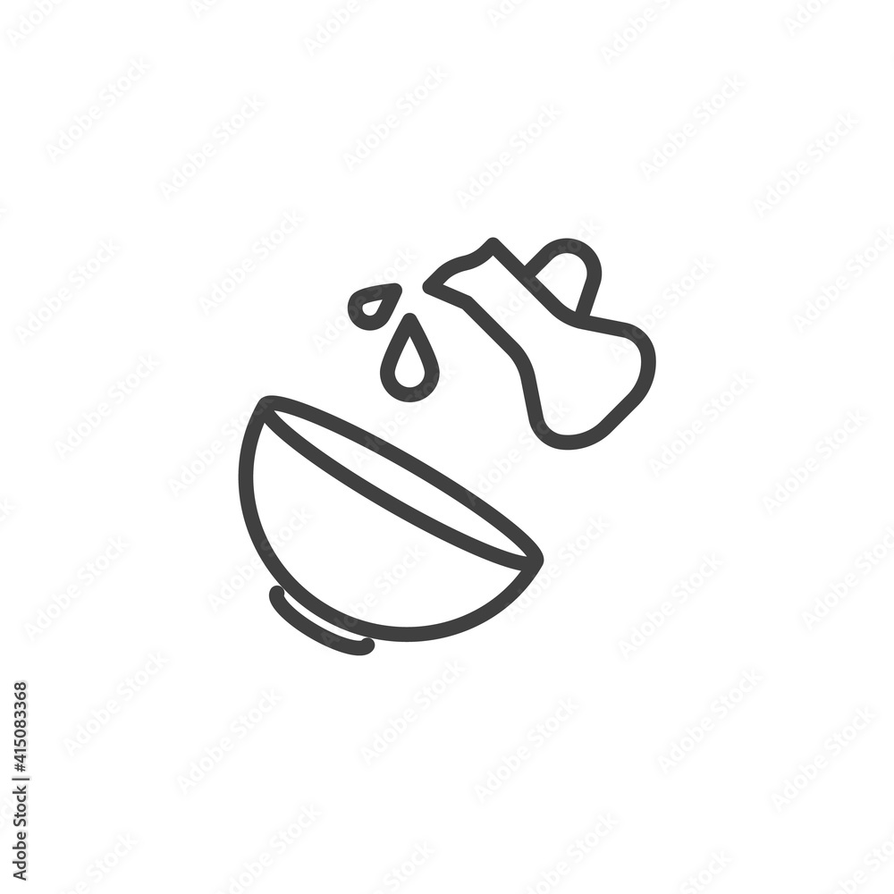 Cooking oil and bowl line icon. Mixing ingredients linear style sign ...