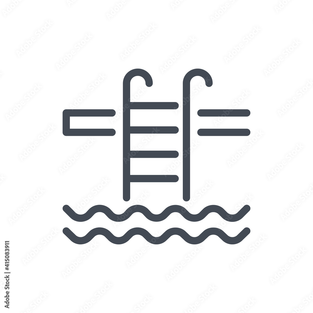 Swimming pool line icon. Pool activity vector outline sign. Stock ...