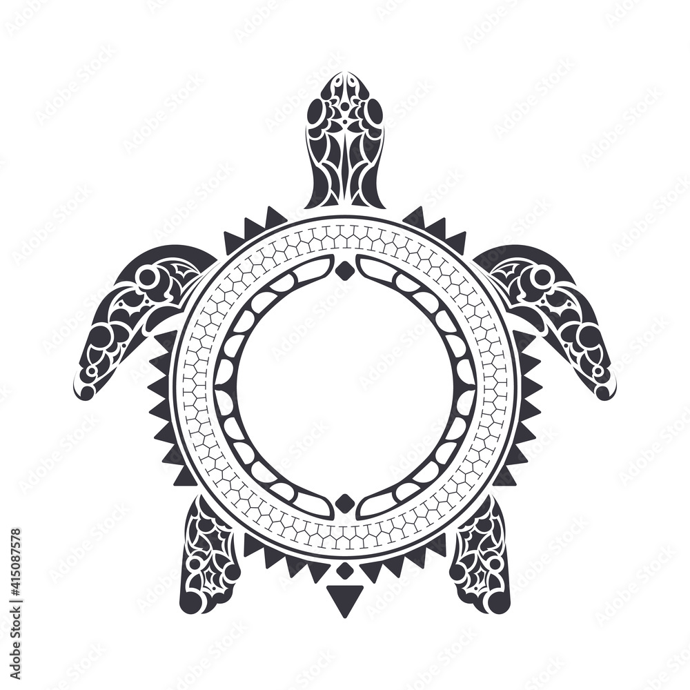 Tribal Polynesian turtle pattern. Maori and Polynesian culture pattern ...