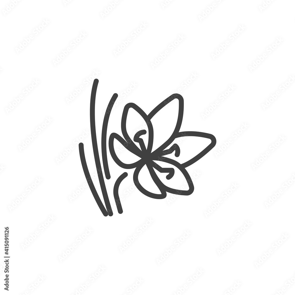Saffron flower line icon. linear style sign for mobile concept and web ...