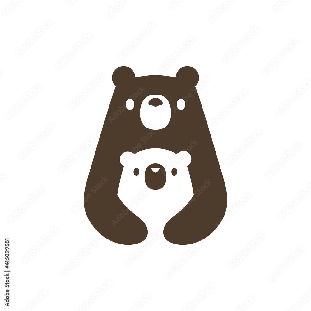 Photo & Art Print bear mom and son cub logo vector icon illustration ...