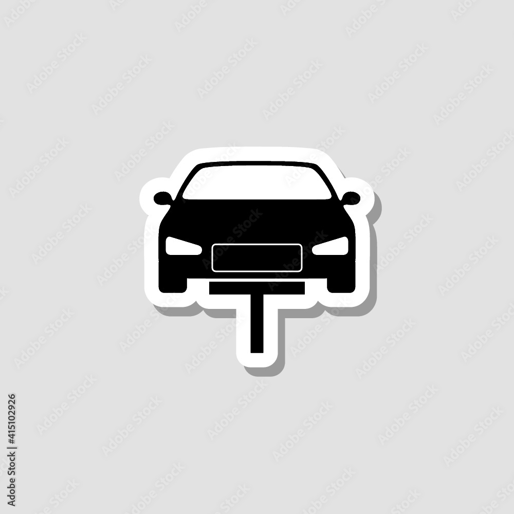 Hydraulic ramp with car sticker icon. Car lift sign Stock Vector ...