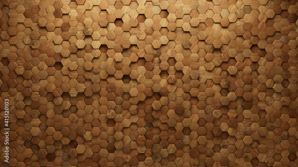 Wood Block Wall background. Mosaic Wallpaper with Light and Dark Timber ...