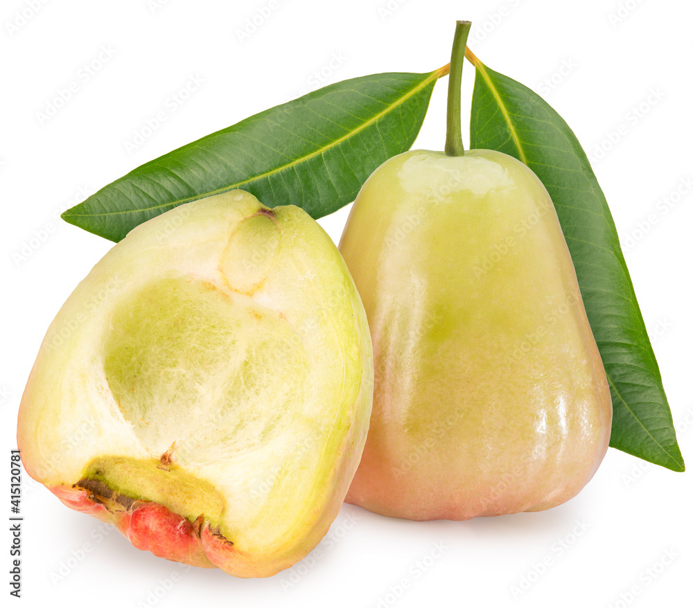 Rose apple fruit with leaf isolated on white background, Fresh Rose ...