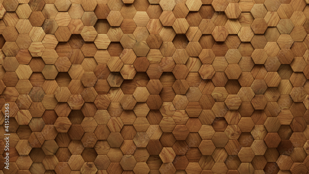 Wood Block Wall background. Mosaic Wallpaper with Light and Dark Timber ...