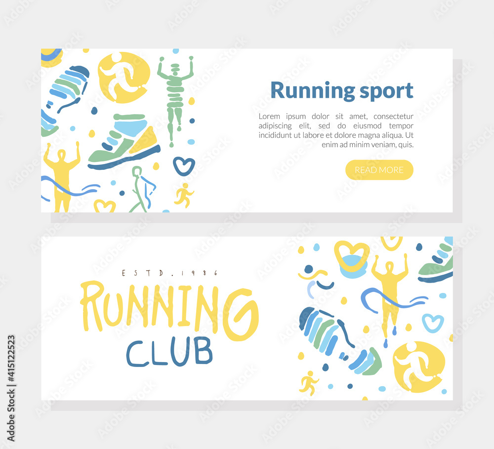 Running Club Banner Templates Set, Sports Event, Marathon, Competition ...