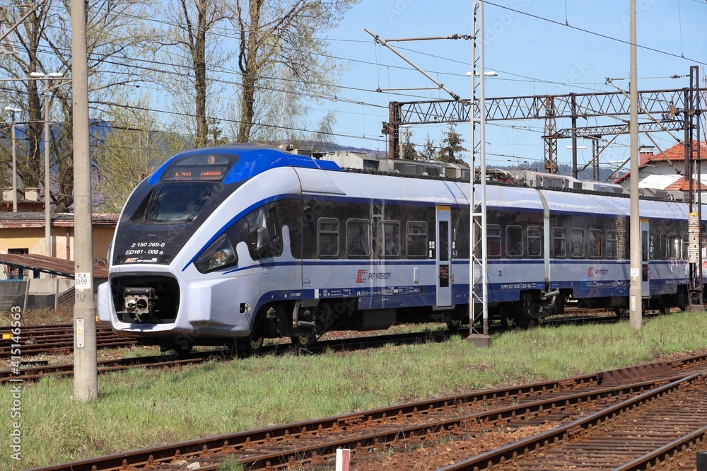 ZYWIEC, POLAND - APRIL 14, 2018: PKP Intercity public transportation ...