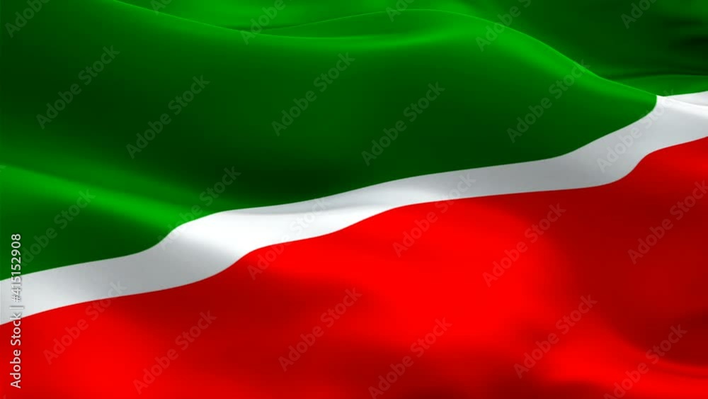 Tatar flag Closeup 1080p Full HD 1920X1080 footage video waving in wind ...