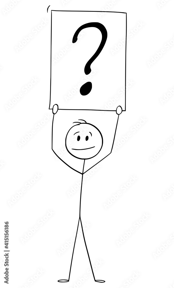 Businessman or man asking question and holding question mark sign ...