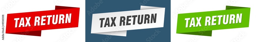 tax return banner. tax return ribbon label sign set Stock Vector ...