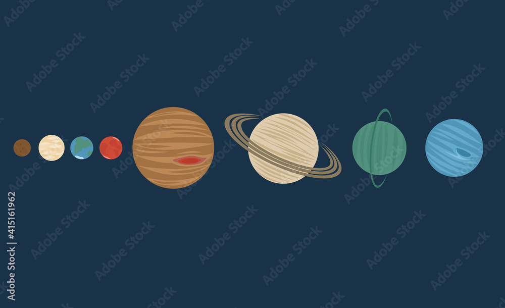 planets of the solar system in order. 2d flat vector Stock Vector ...