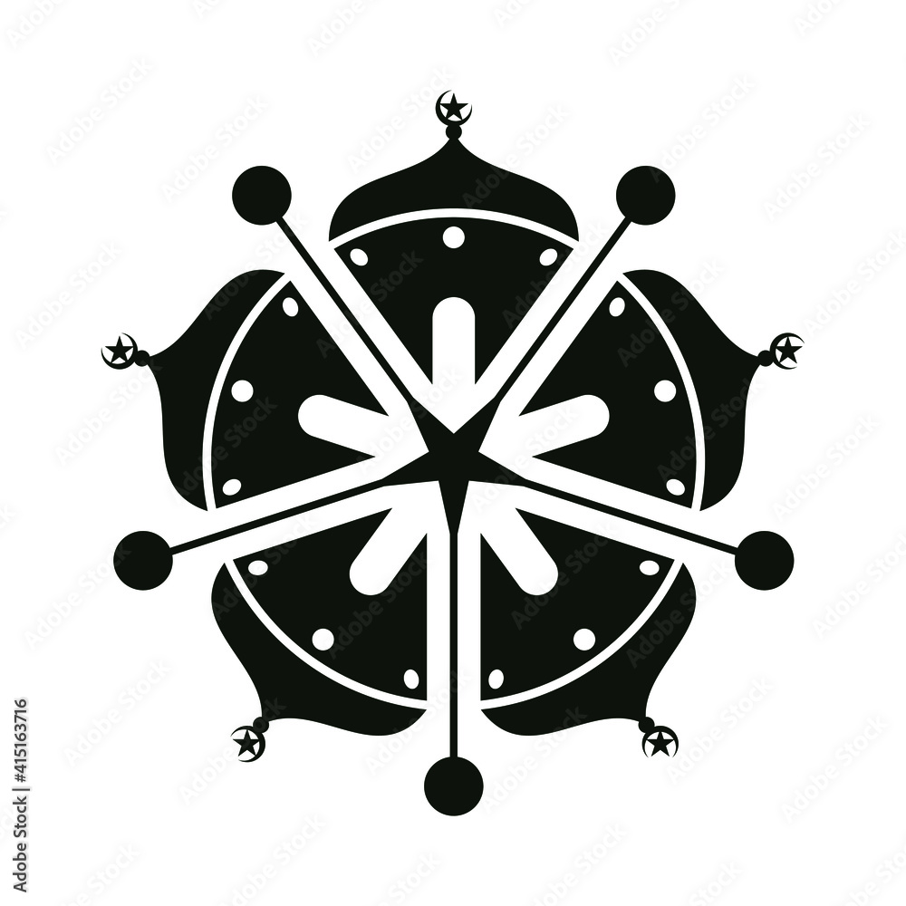 Mosque dome logo template with geometric japanese kamon illustration in ...