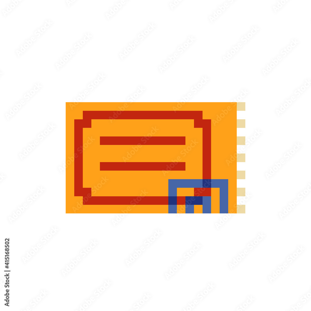 Paper sheet pixel art web site icon. Video game 8-bit sprite. Isolated ...