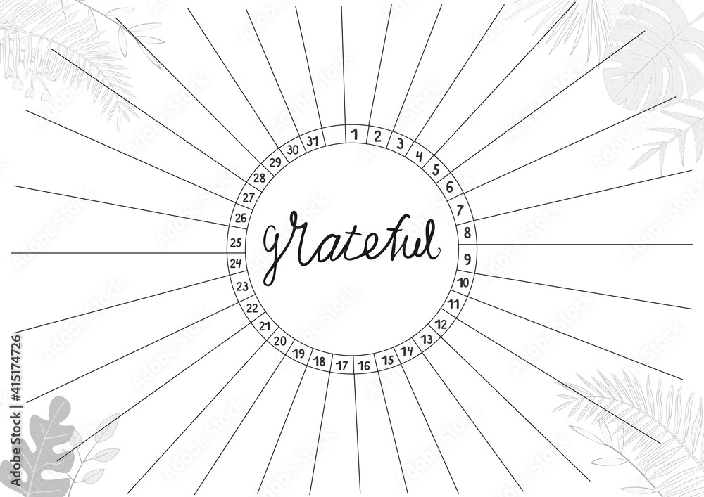 Gratitude log, printable A4 paper sheet with blank lines to fill and ...
