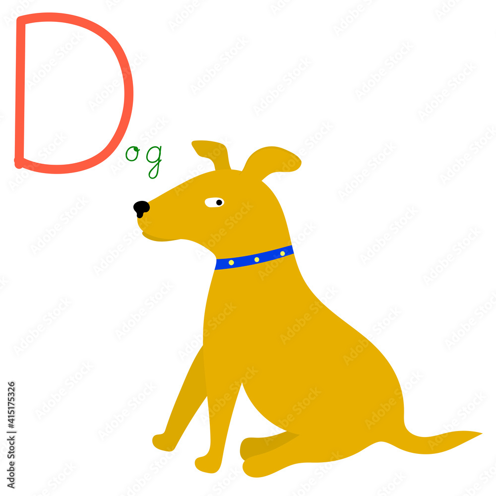 Educational Cartoon Vector Illustration Hand drawn English letter D ...