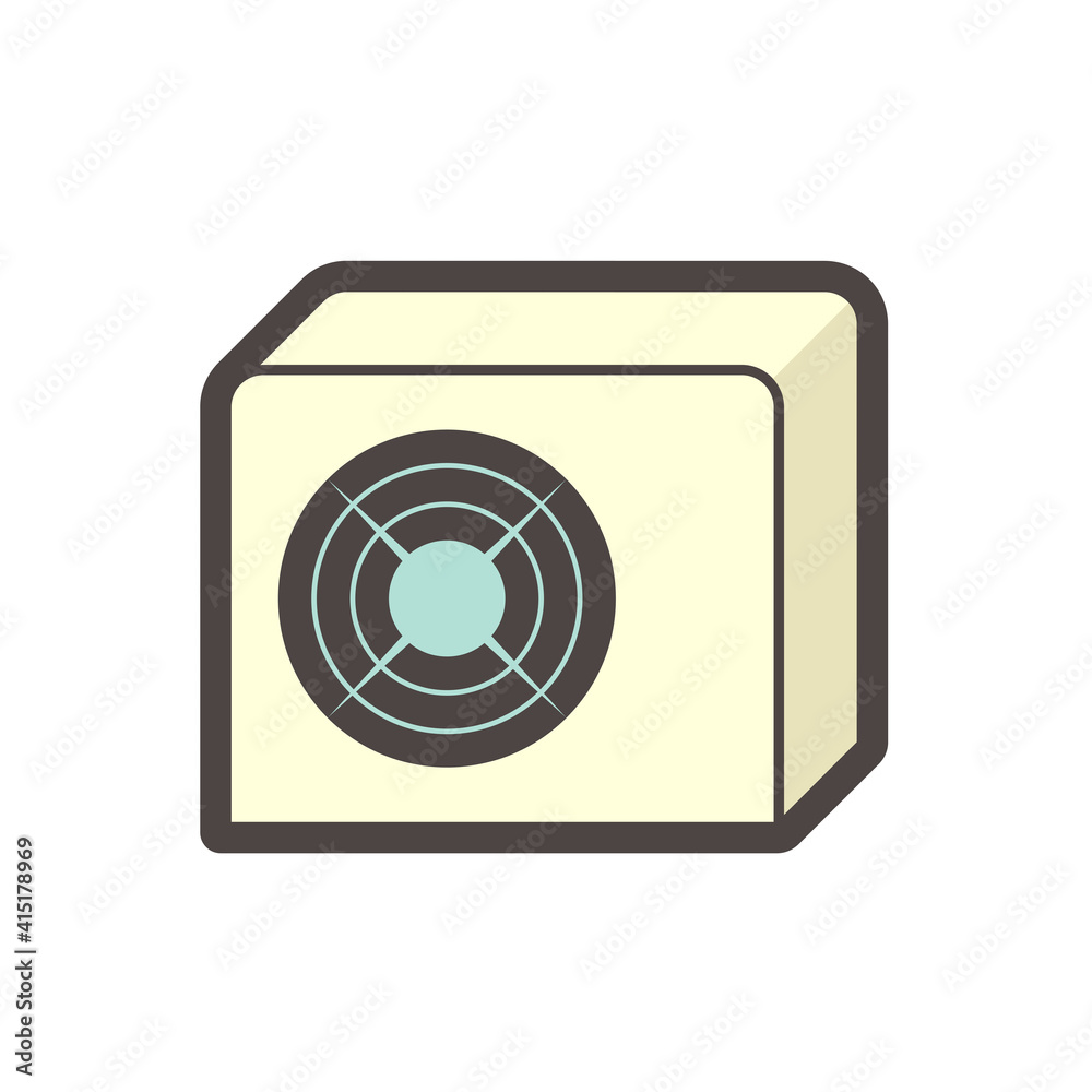 Condenser unit or compressor vector icon. Outside part of air ...