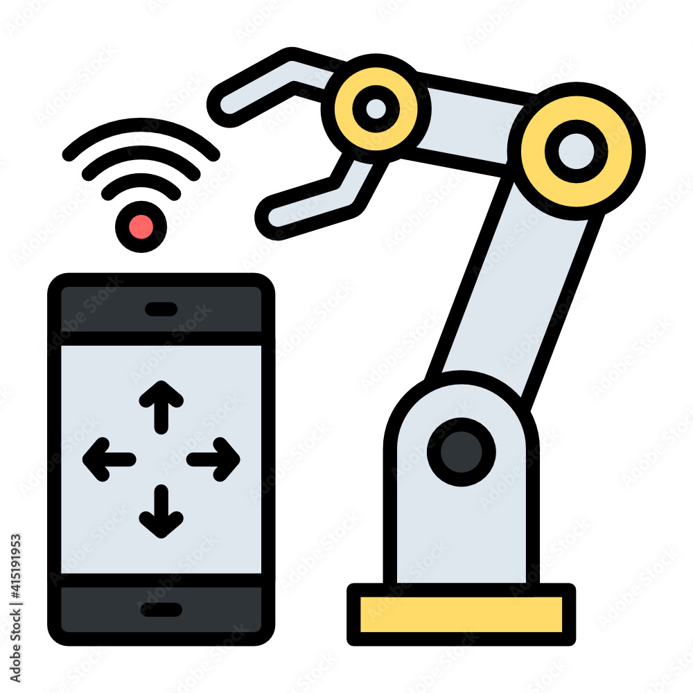 The Internet of Robotic Things Concept Vector color line Icon Design ...