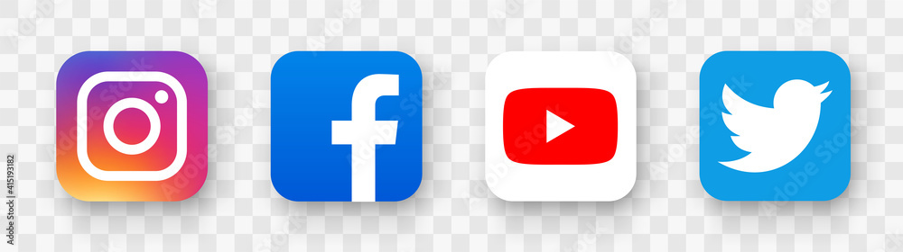 Facebook, twitter, instagram, youtube, snapchat, pinterest, whatsap, linkedin, periscope, vimeo ...