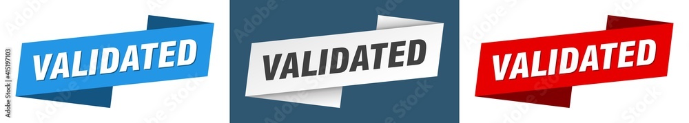 validated banner. validated ribbon label sign set Stock Vector | Adobe ...