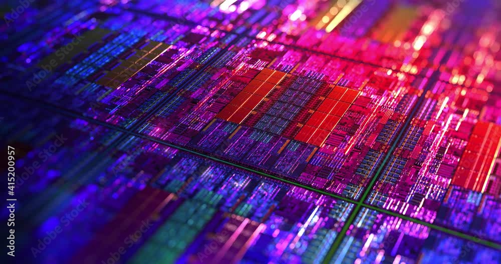 Futuristic die chip processor technology background. CPU, GPU, CMOS ...