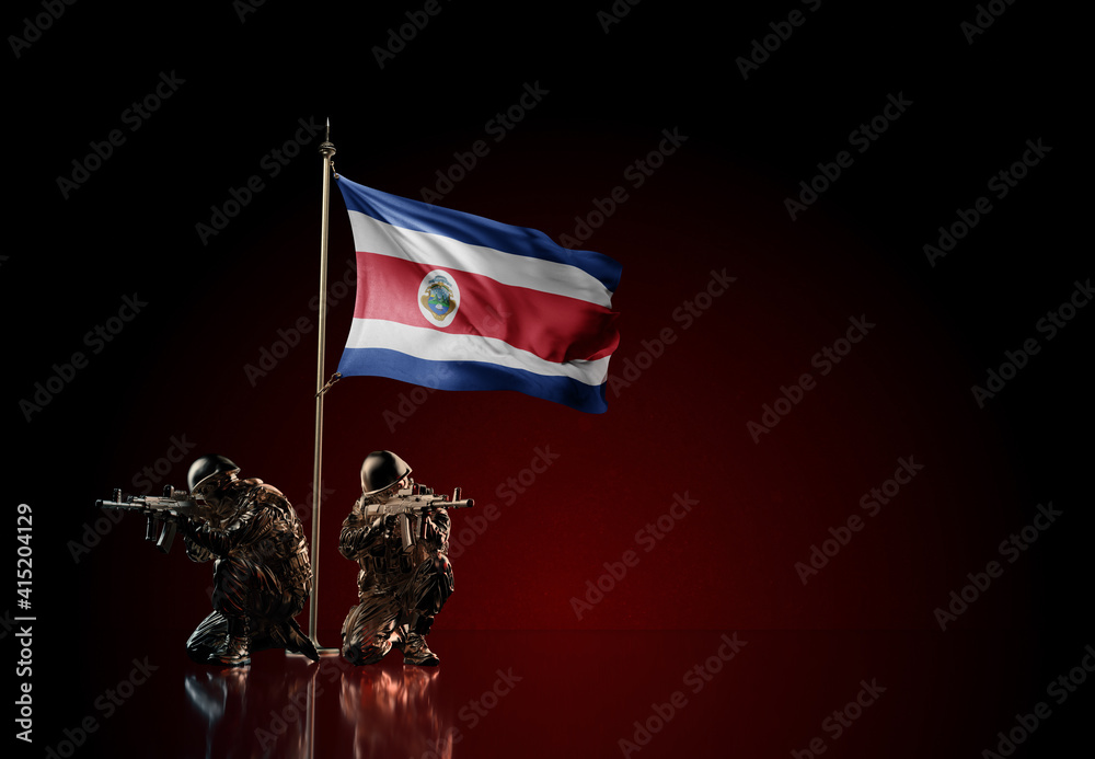 Concept of military conflict. Waving national flag of Costa rica ...