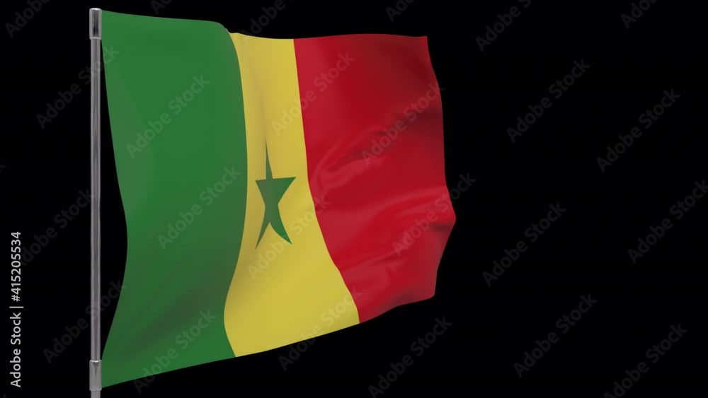Senegal waving flag seamless loop animation. 4k Alpha Channel ...